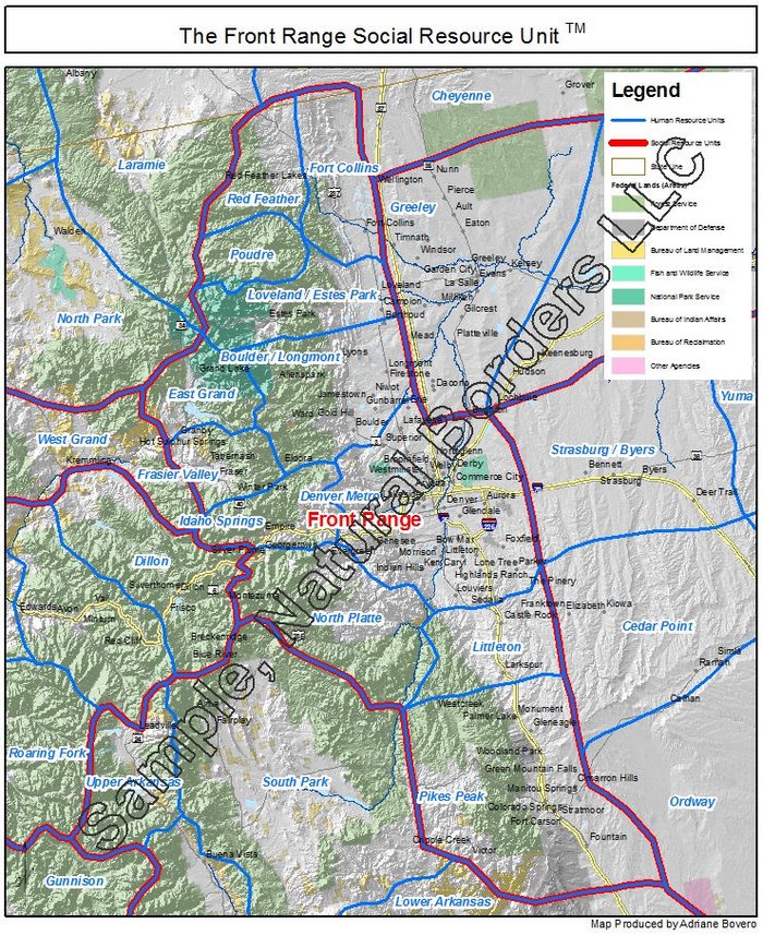 Front Range map - Social Resource Units of the Western USA