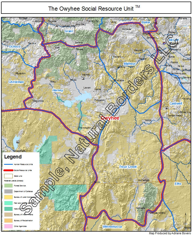 Owyhee map - Social Resource Units of the Western USA